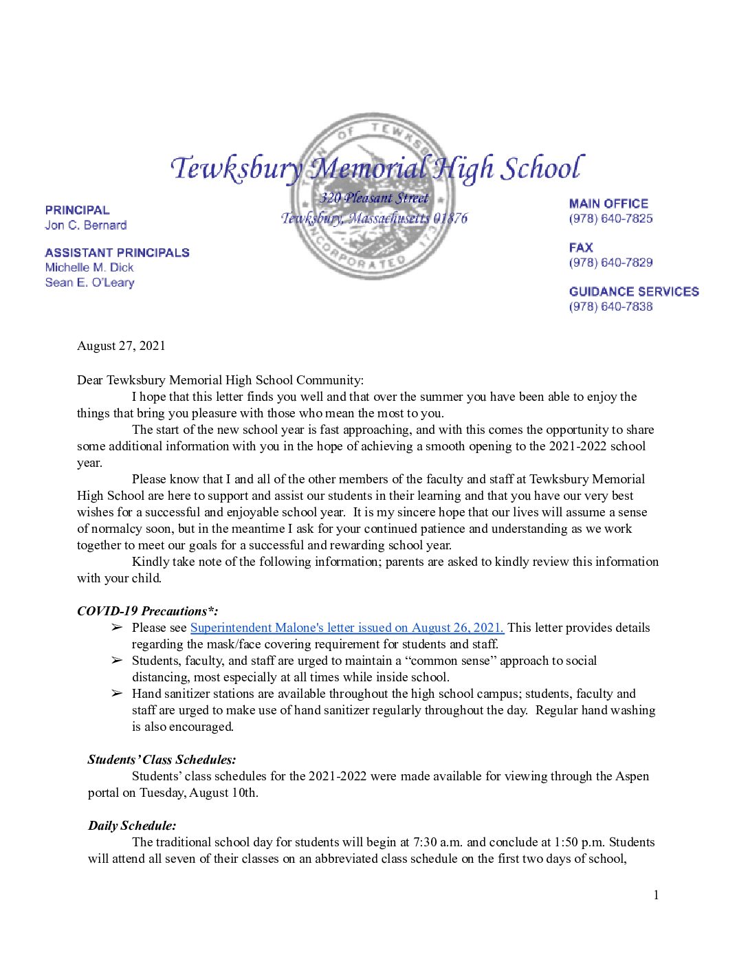 August-2021-Letter-2-to-TMHS-Community-1 - Memorial High School